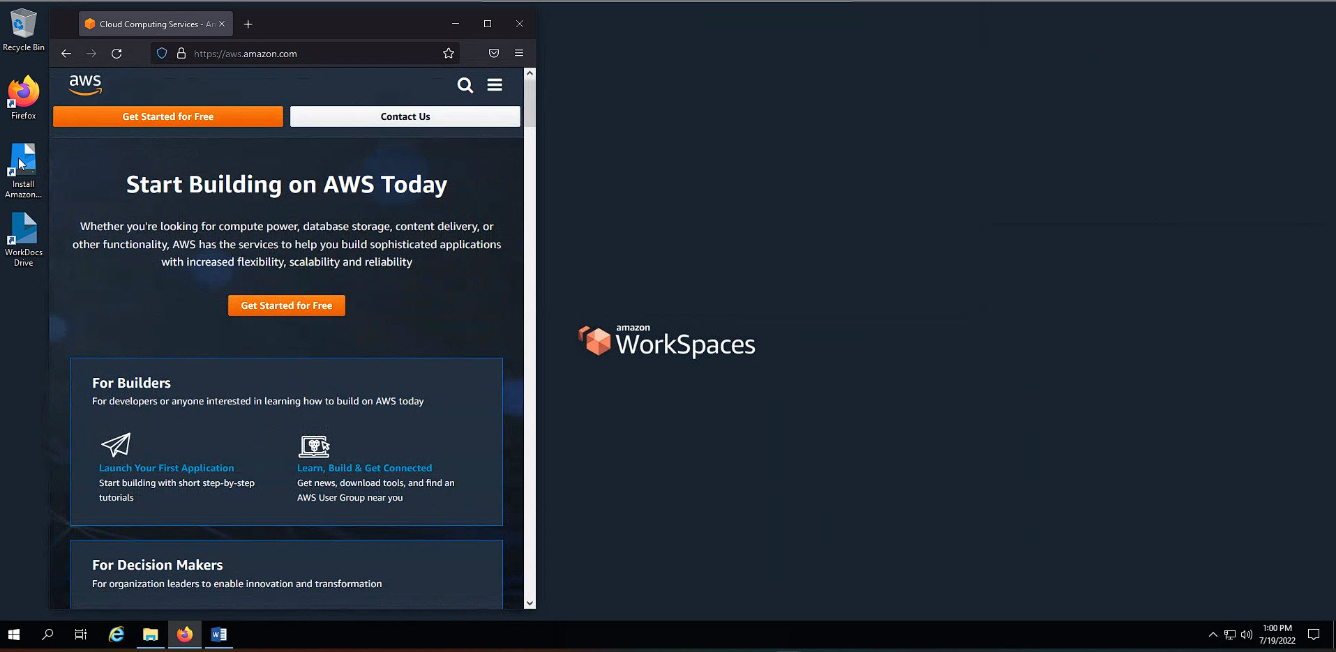 Access WorkSpaces - Browser :: AWS System Manager