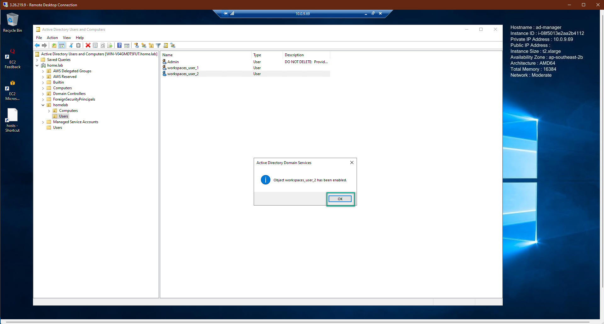 Deploy Amazon WorkSpaces :: AWS System Manager
